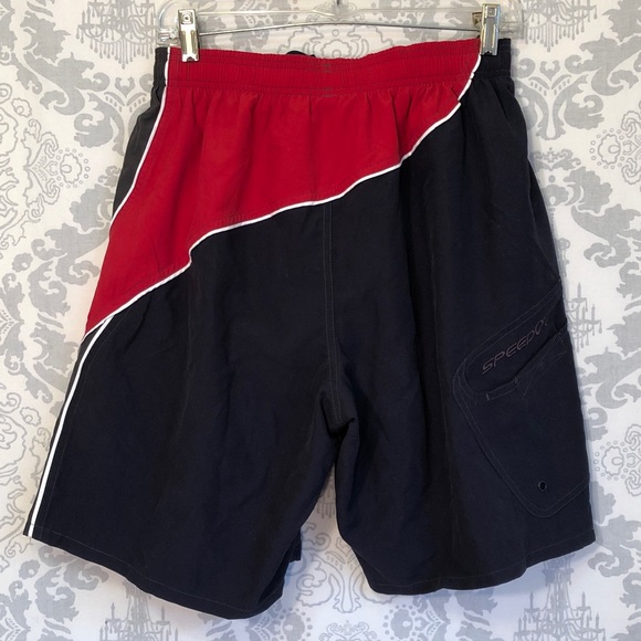 Speedo | Swim | Dark Blue Speedo Trunks With Red | Poshmark